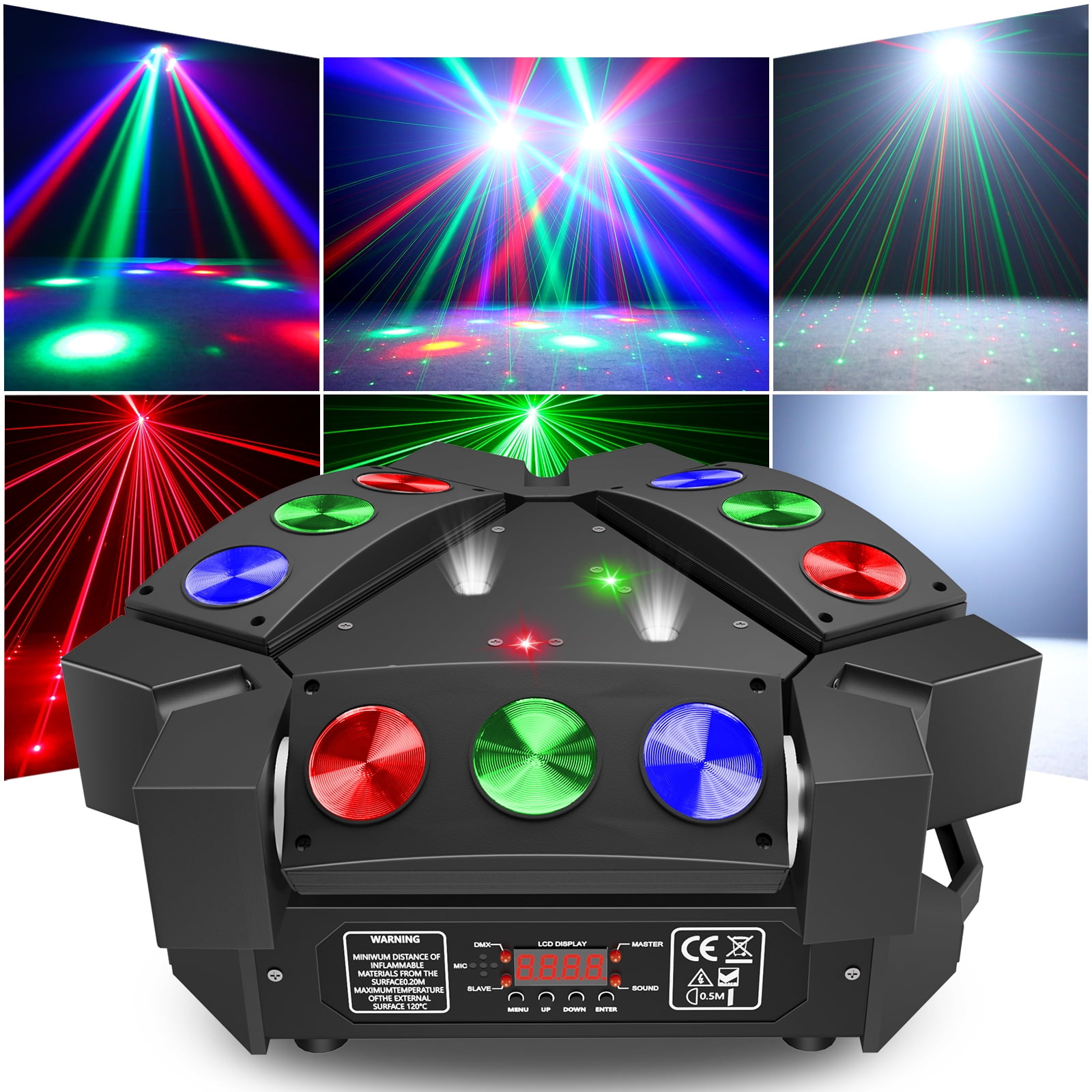 Mini 9 Head Bird Moving Head Stage Effect Light with Laser+Strobe 9PCS ...