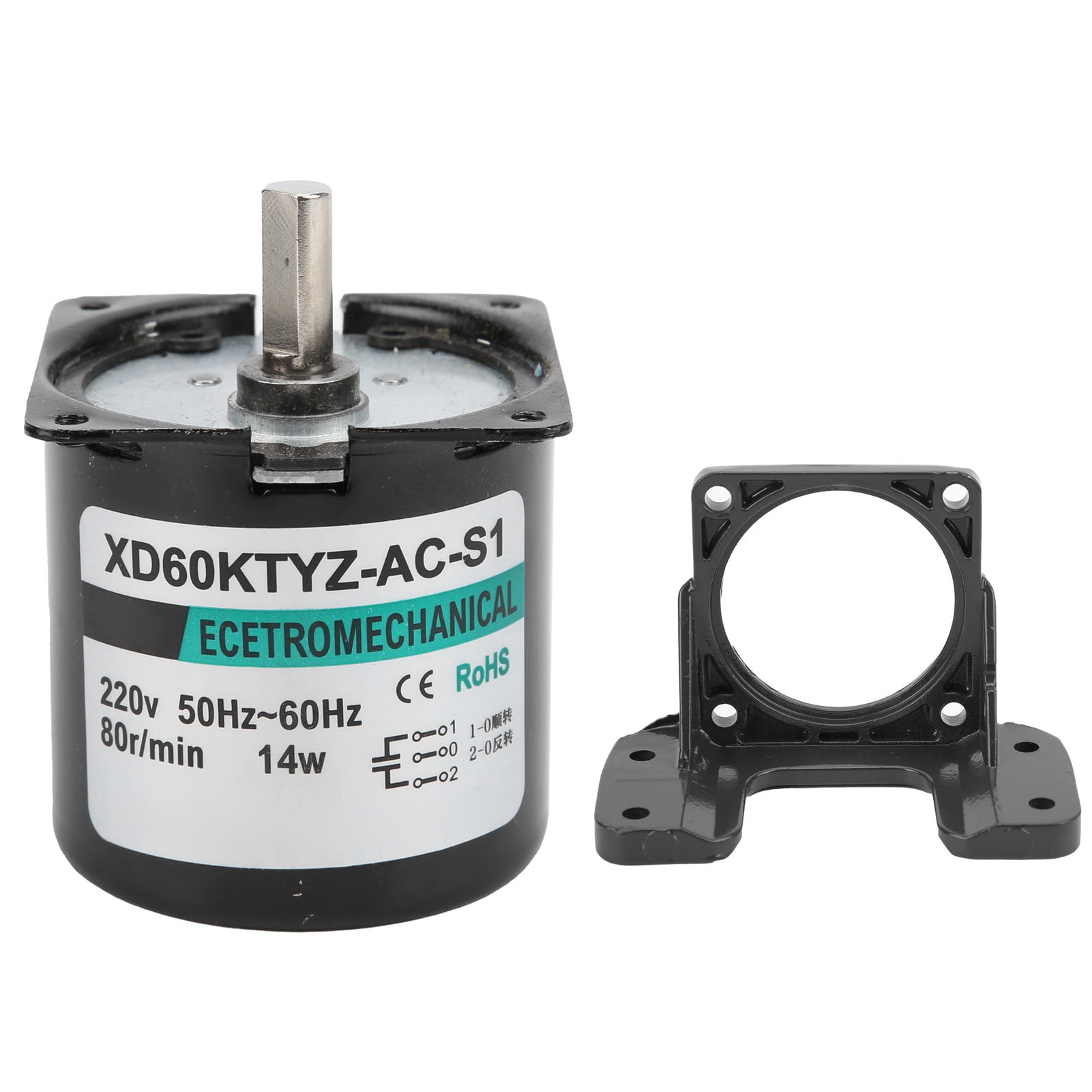 Mini AC Synchronous Motor Speed Reduction Gearbox, 80RPM/Min, 220V ...