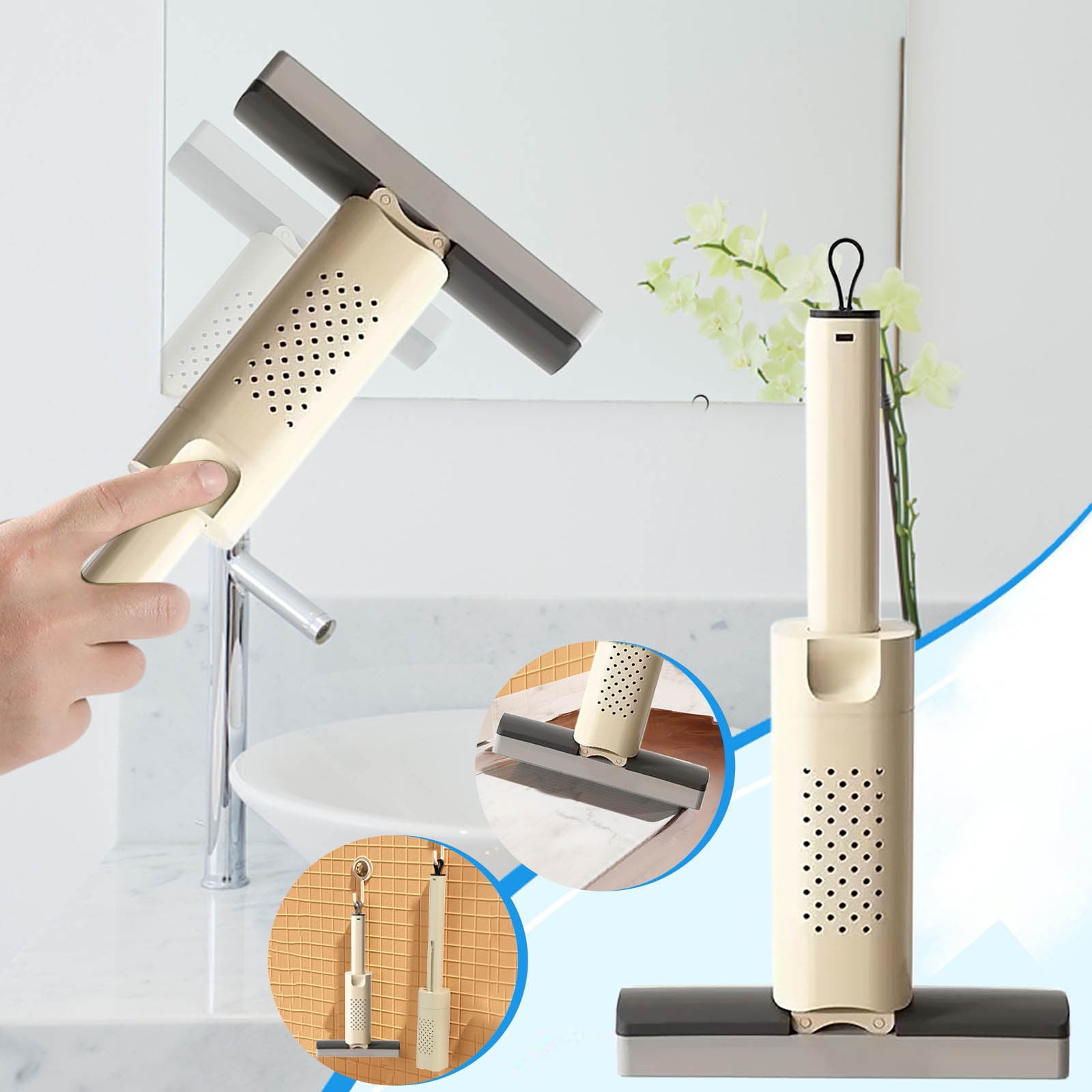 Mini Absorbent Mop | Portable Self-Squeezing Hand Wash Mop - Strong Wet ...