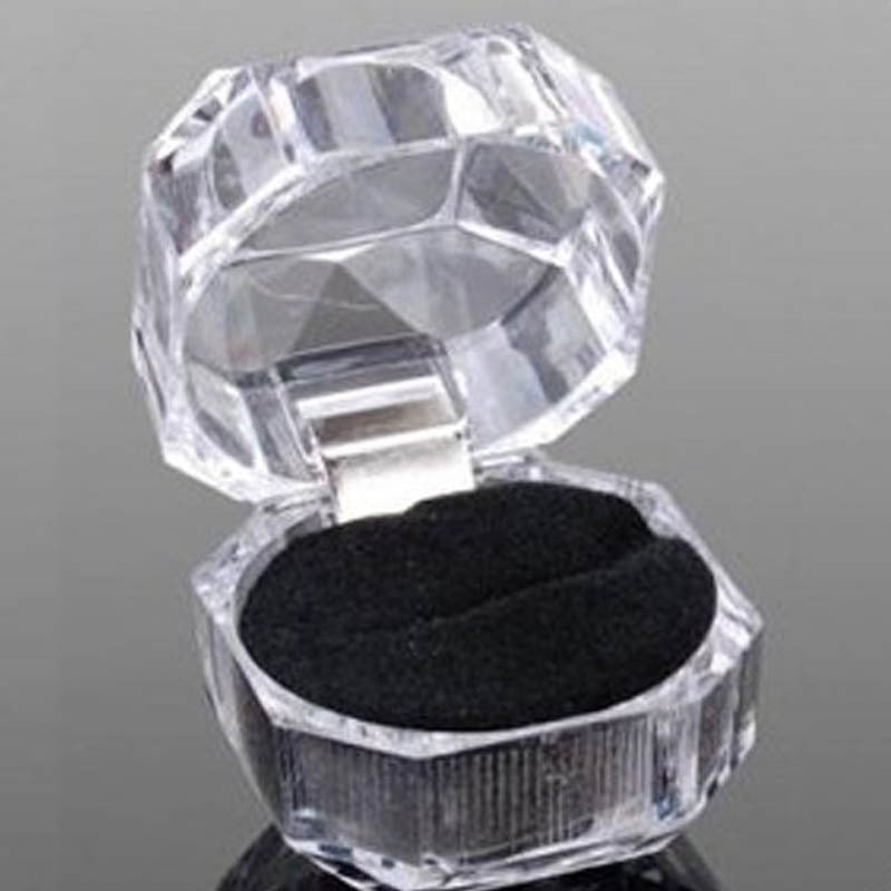 Mini Acrylic Clear Rings Storage Box Diamonds Shaped Crystal Ring ...