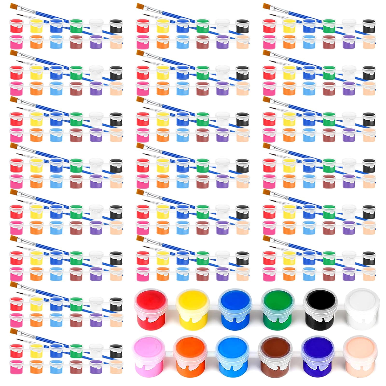 Mini Acrylic Paint Set for kids AIS1 - 280 Pcs - Washable 12 Vibrant ...