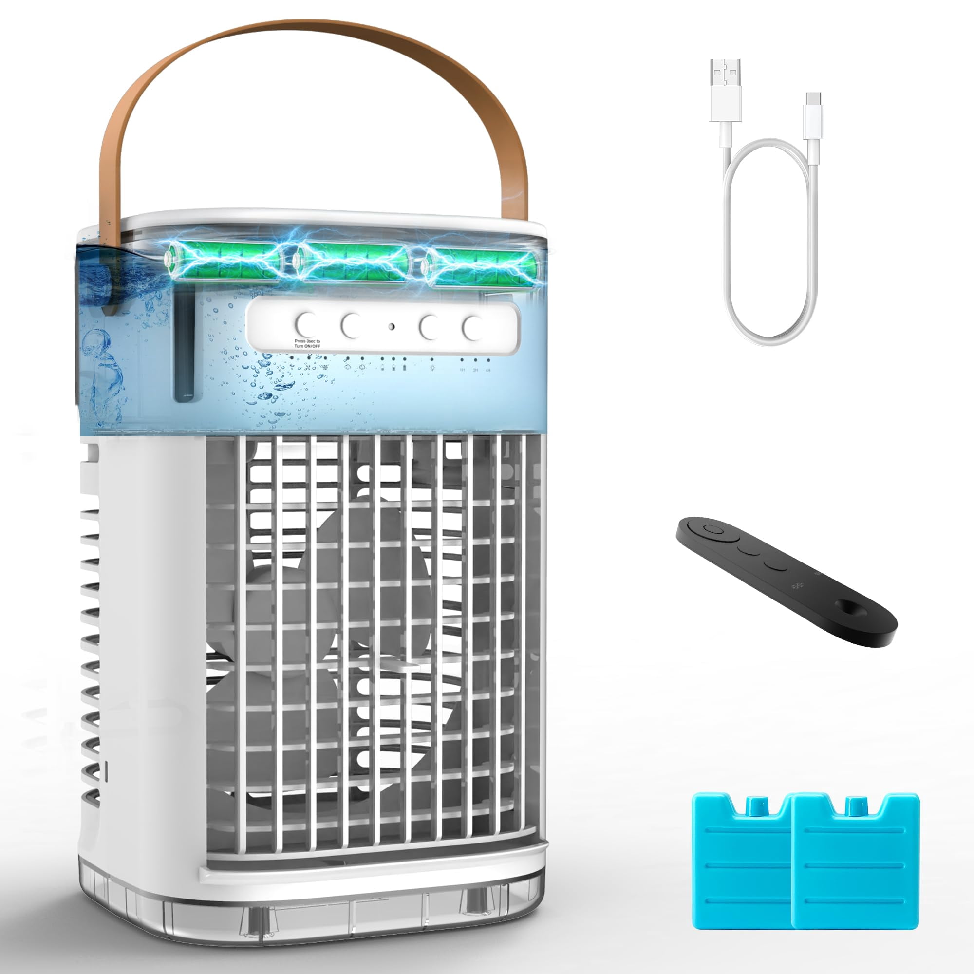 Mini Air Conditioner, Portable Air Conditioners AC w/Remote, 1.2L Water ...