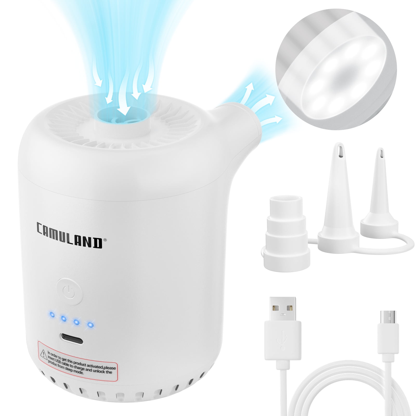 Mini Air Pump, CAMULAND Portable Air Pump with 4000mAh USB Rechargeable ...