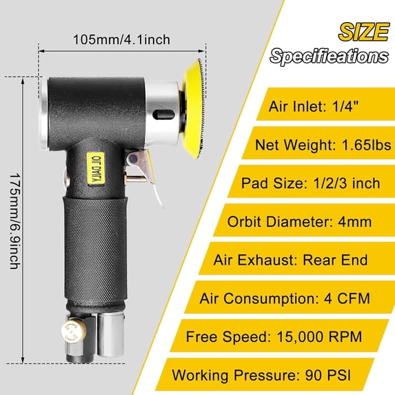 Mini Air Sander, Random Orbital Air Sander Kit, Mini Pneumatic Sander ...