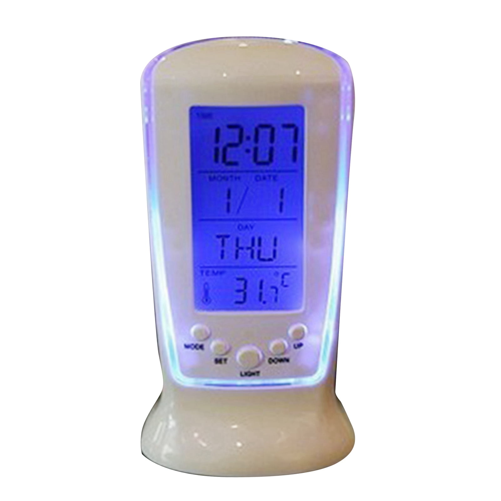Mini Alarm Clock ABS Shell Odorless White Blue Backlight Luminous Alarm ...