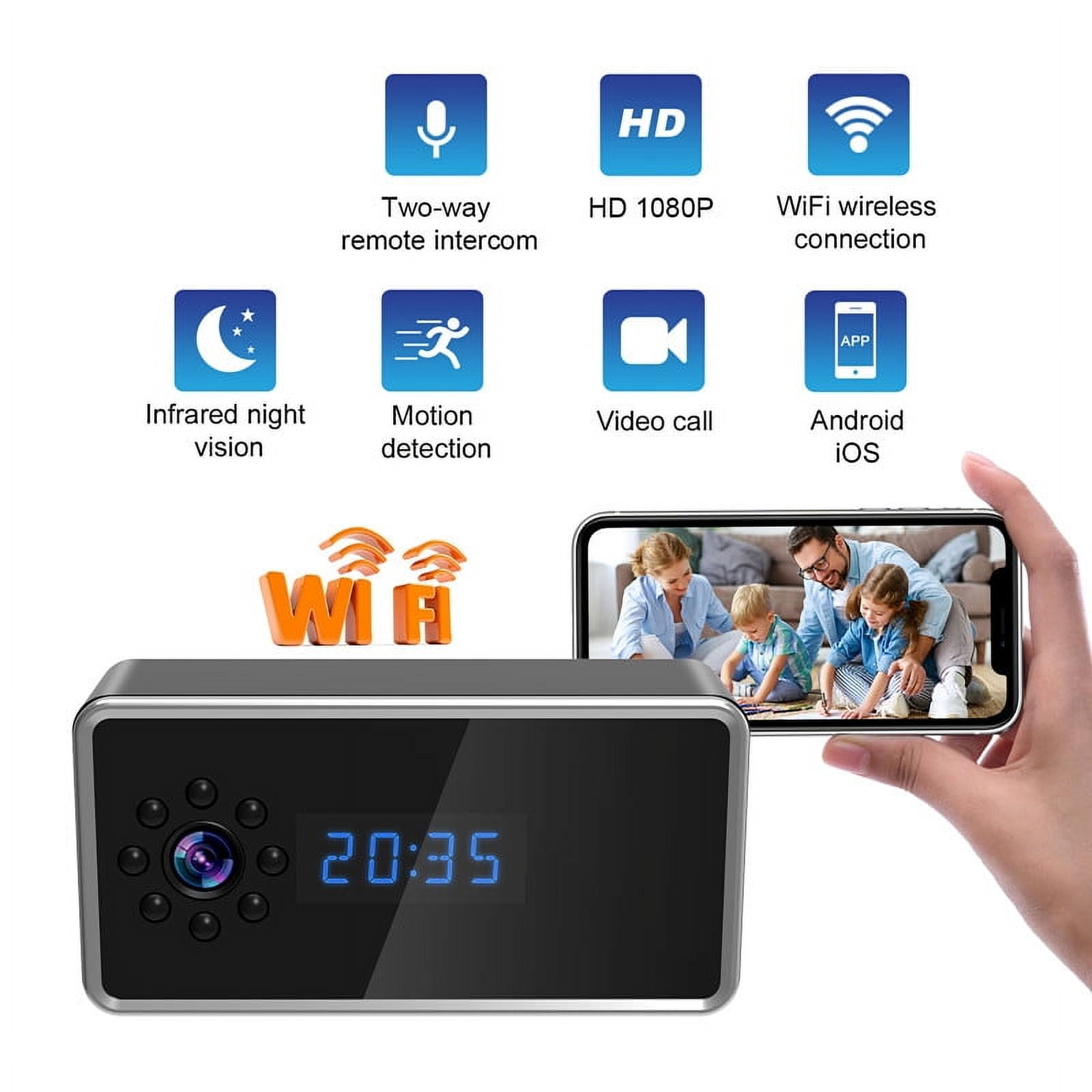 Mini Alarm Clock Camera Full HD Video 1080P Wireless Wifi Control ...