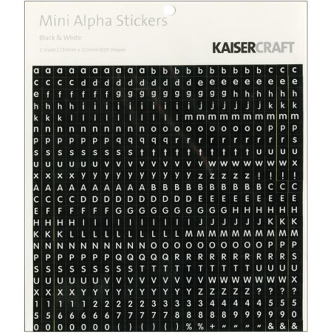 Kaisercraft Mini Alpha Stickers, Black and White, Includes 5 Stick ...
