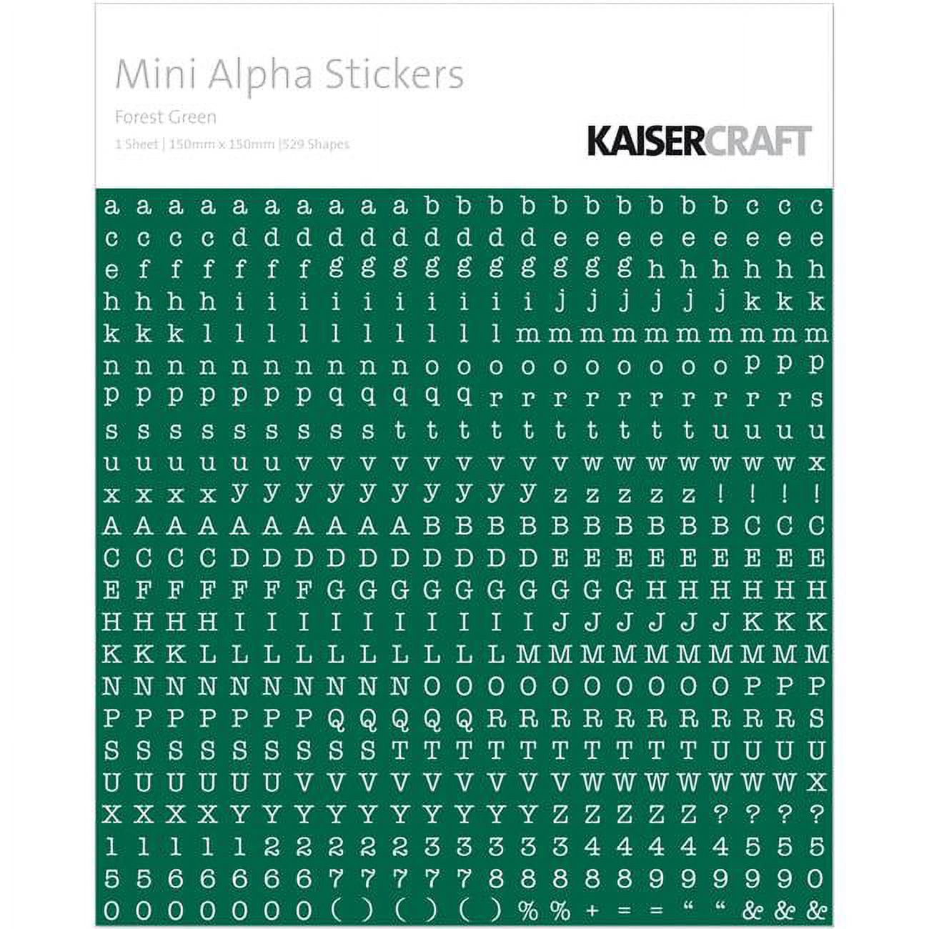 Mini Alphabet Stickers 5.9"X5.9" Sheet-Forest Green - Walmart.com