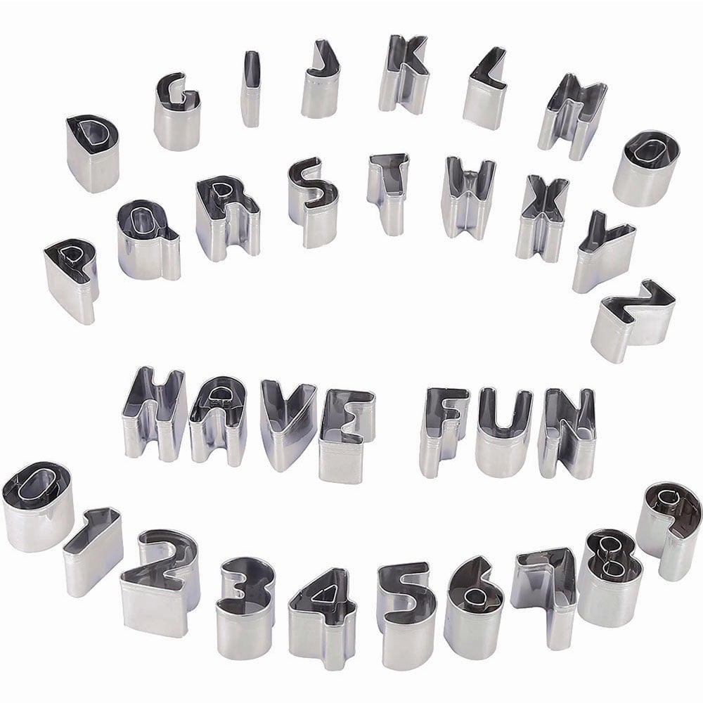 Mini Alphabet and Number Cookie Cutters Set of 36 Pieces Stainless ...