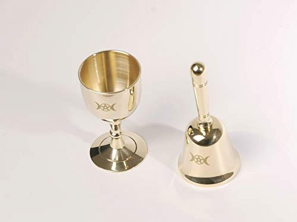 Mini Altar Bell and Altar Chalice, Triple Moon Goddess and Pentagram ...