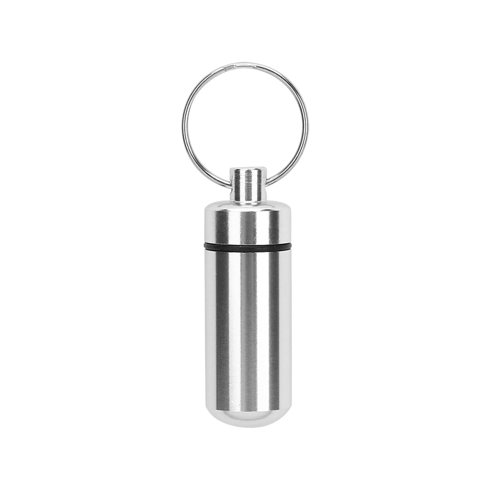 Mini Aluminum Pill Box Case Drug Bottle Holder Container Keychain ...