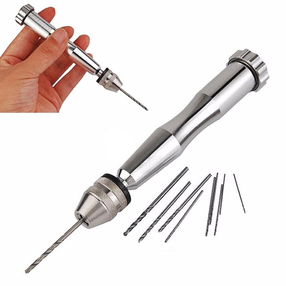 Mini Aluminum Pin Vise Hand Push Drill Chuck for Jewelry Tool + 10 Pcs ...