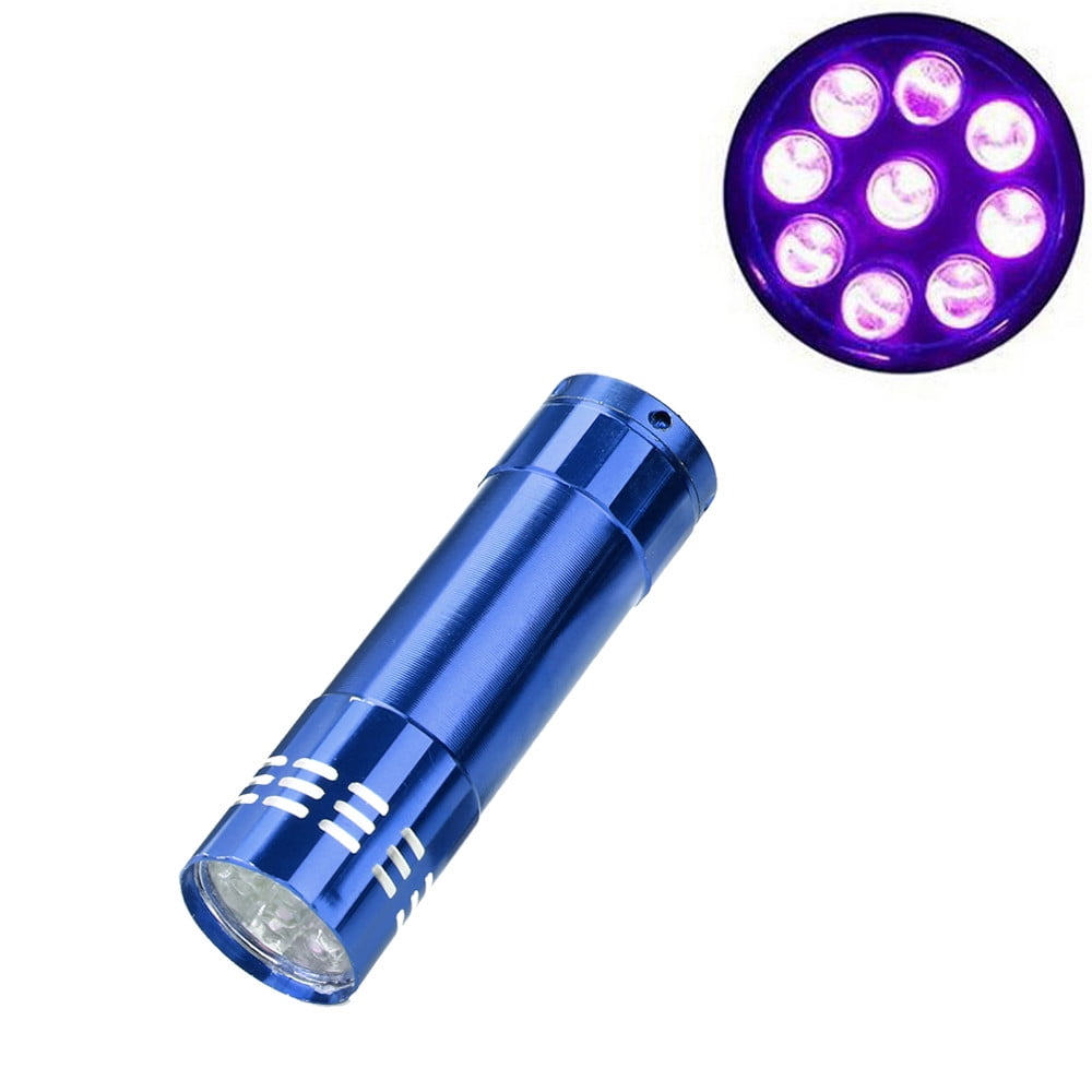 Mini Aluminum UV Ultra Violet 9 LED Flashlight Blacklight Torch Light ...