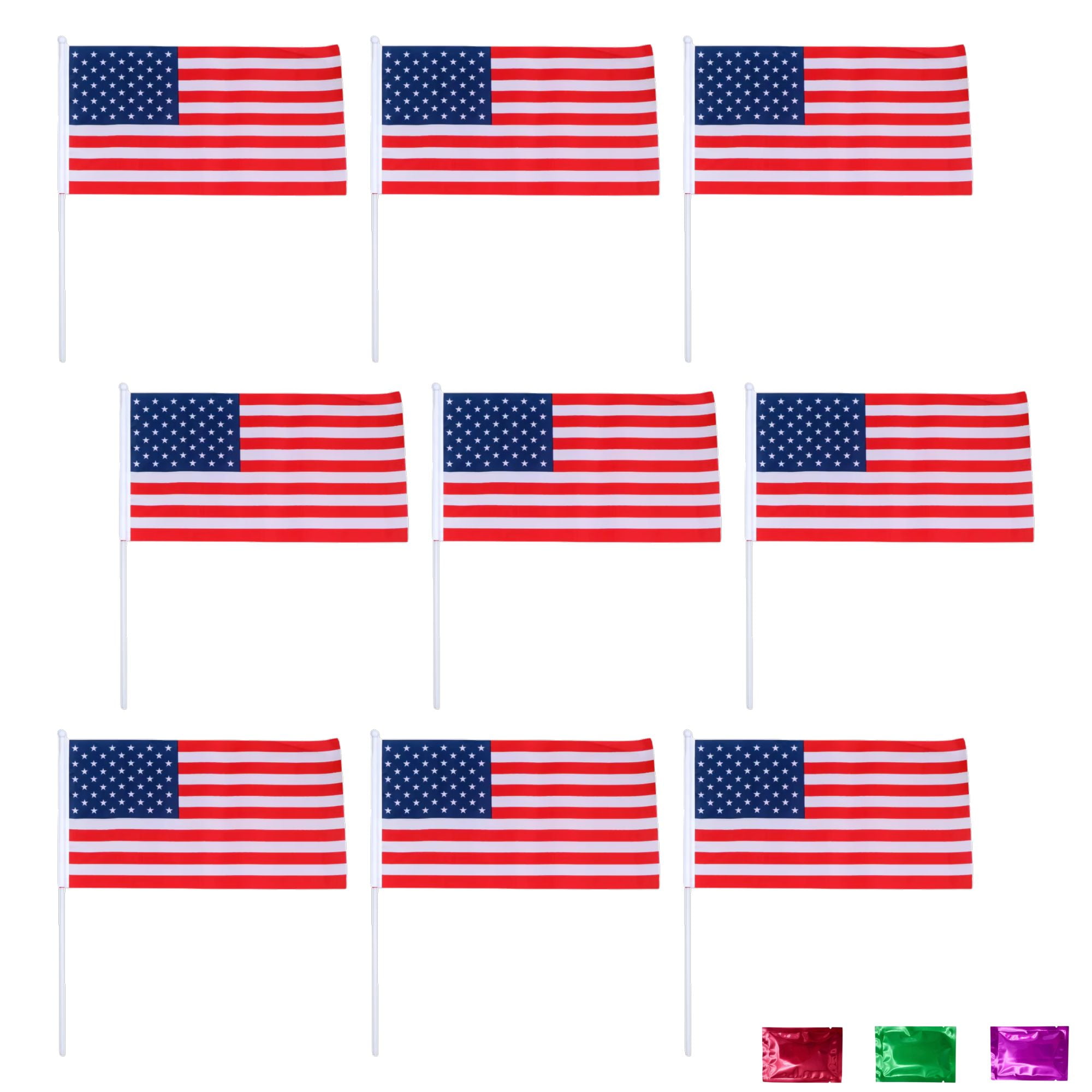 Mini American Flags on Sticks 9Ct Total, Small Handheld USA Flags for ...