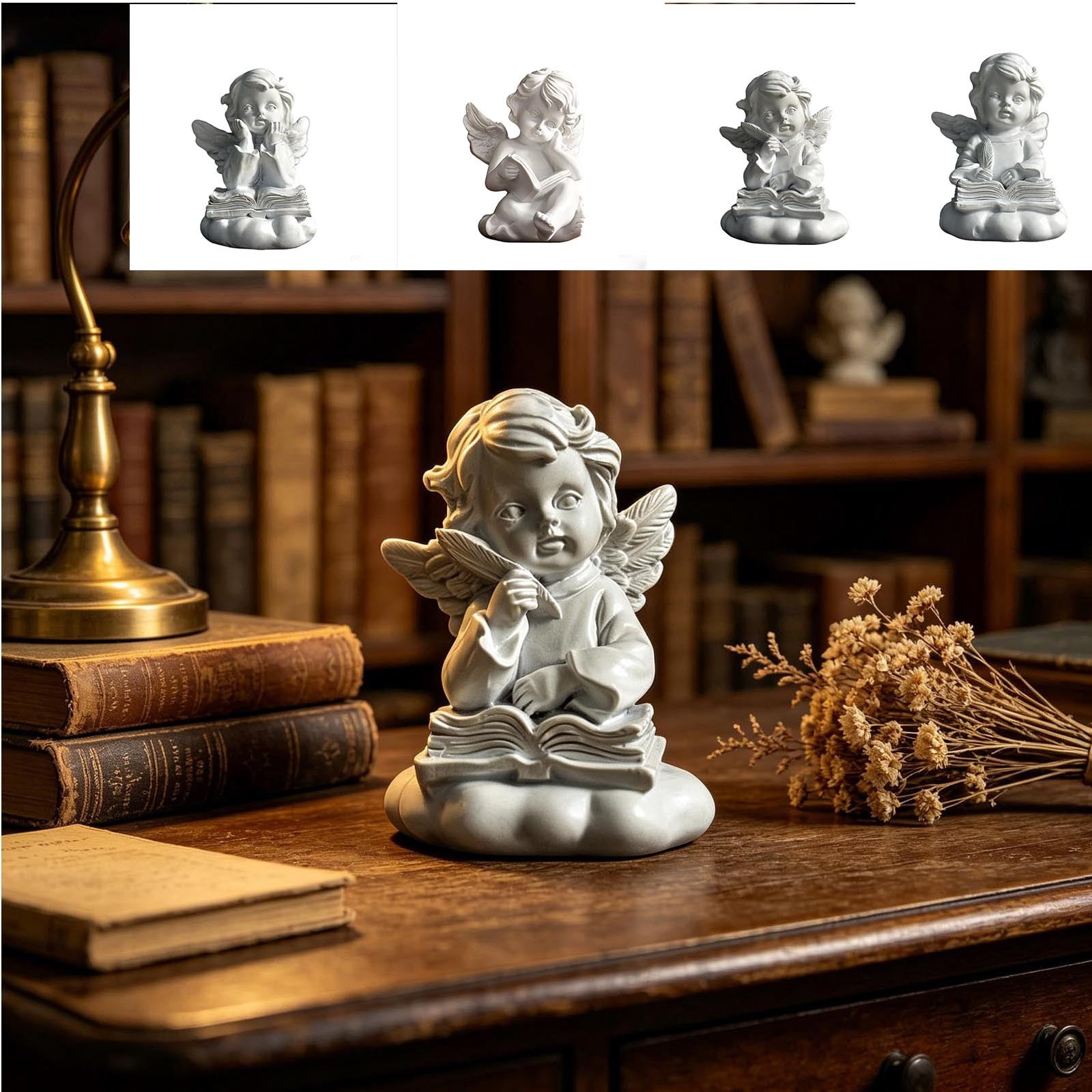 Mini Angel Figurine, Realistic Compact Size Cherub Tabletop Resin Decor ...
