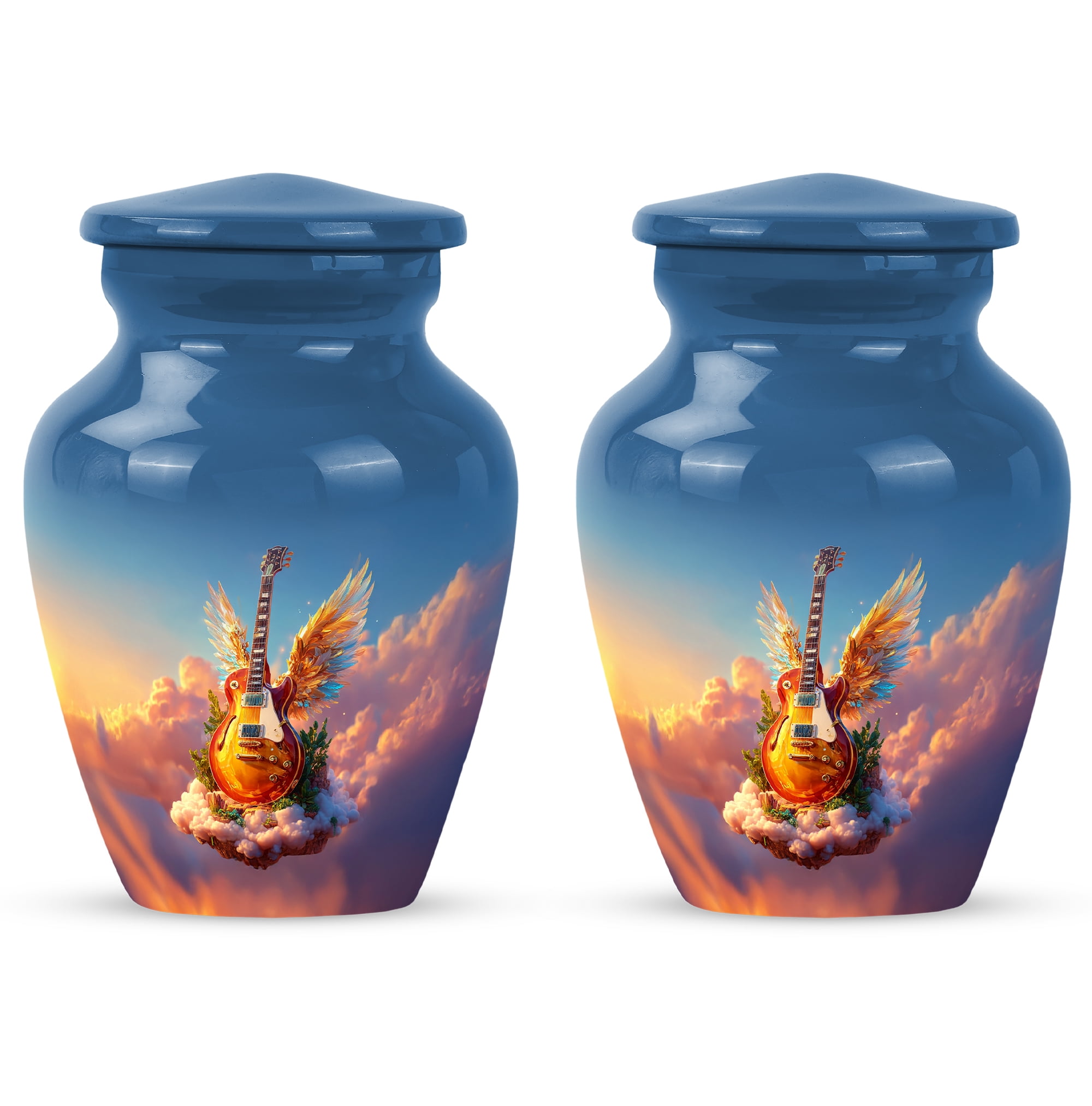 Mini Angel Guitar Cremation Urn For Ashes For Adults Male, Angel Wings ...