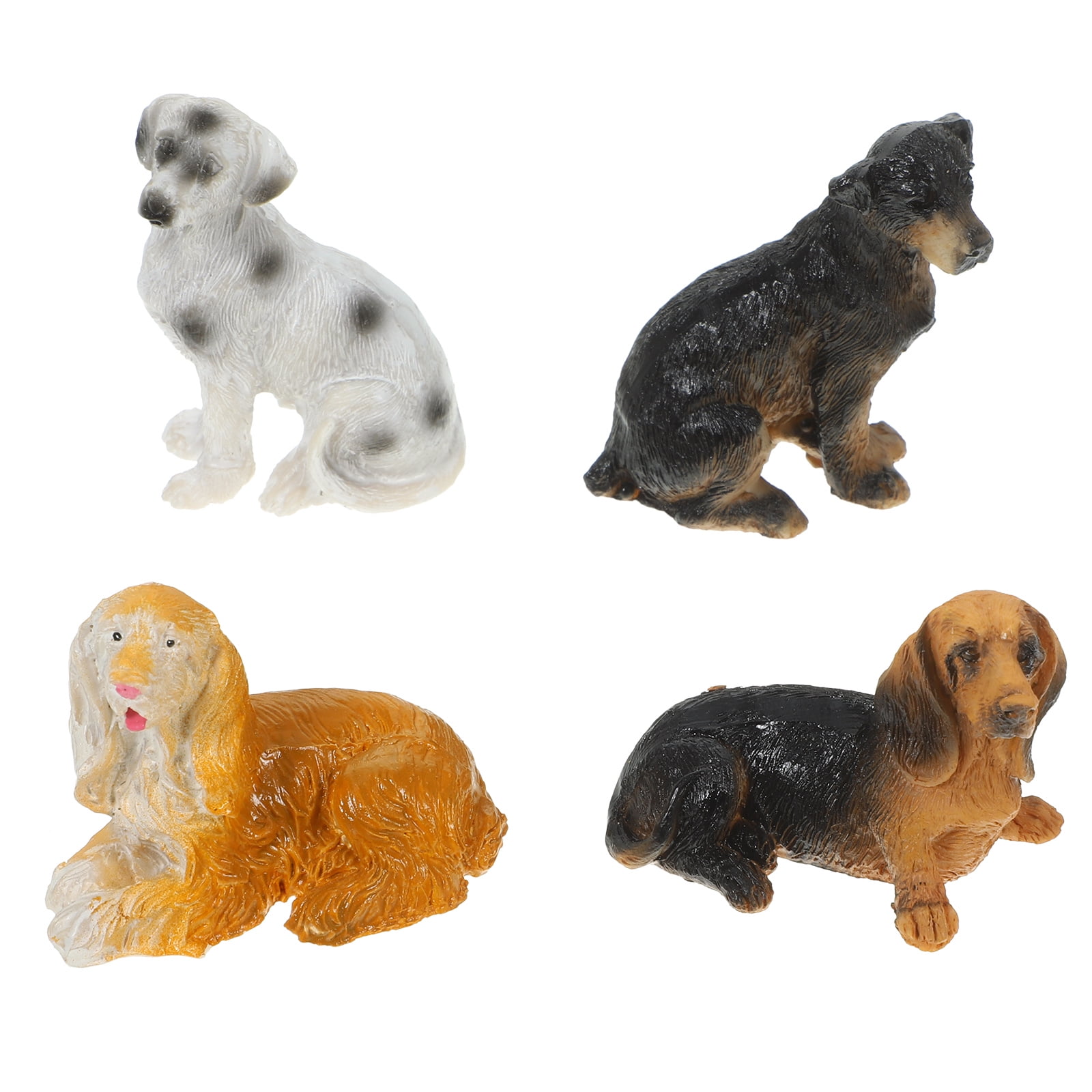 Mini Animal Figures 4 Pcs Dollhouse Model Miniature Four Dog Hound ...