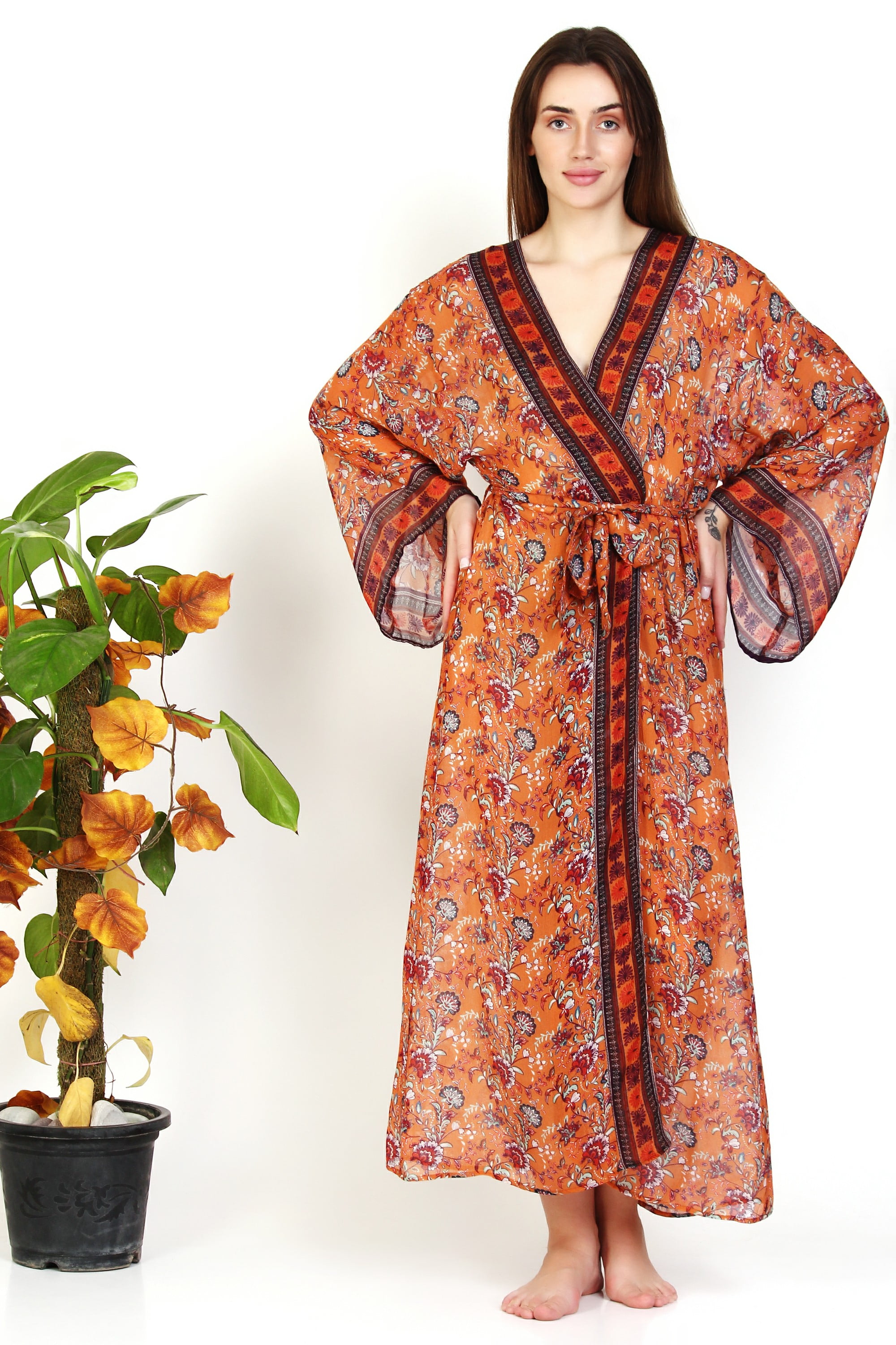 Mini Apparel Womens Kimono with tie Floral Print CoverUps Kimono ...