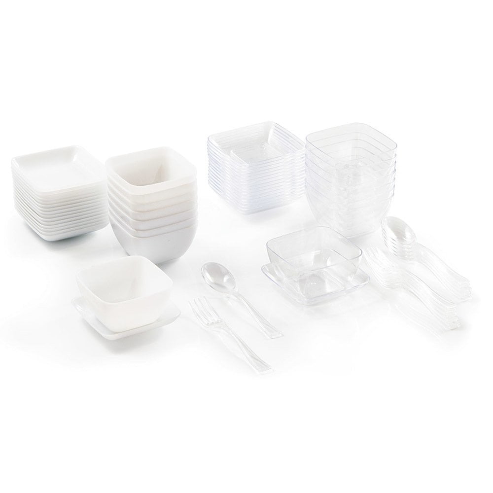 Mini Appetizer Set Clear and White 72 ct - Walmart.com