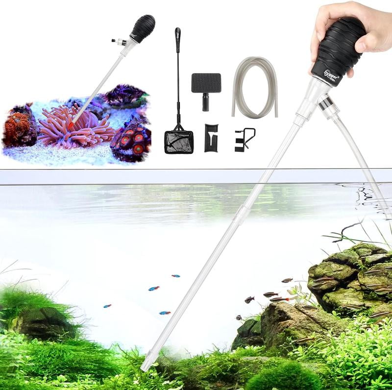 Mini Aquarium Siphon Kit - Gravel Vacuum Cleaner, Water Changer & Coral ...