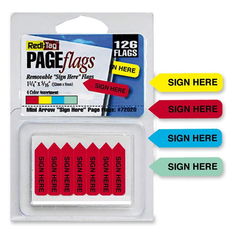 Mini Arrow Page Flags, "sign Here", Blue/mint/red/yellow, 126 Flags ...