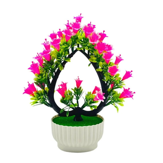 Mini Artificial Flowers Plants Heart Shape Design Plastic Potted for ...