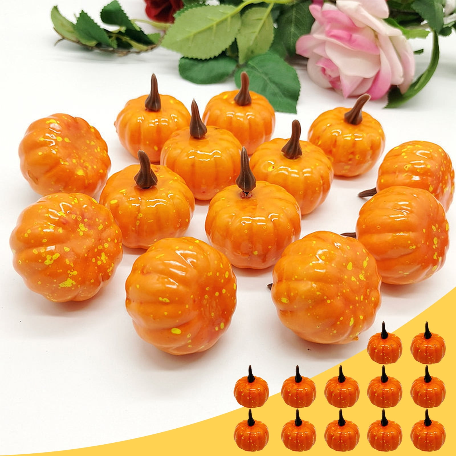 Mini Artificial Pumpkins, 12 Pack Fall Decor, Thanksgiving Halloween ...