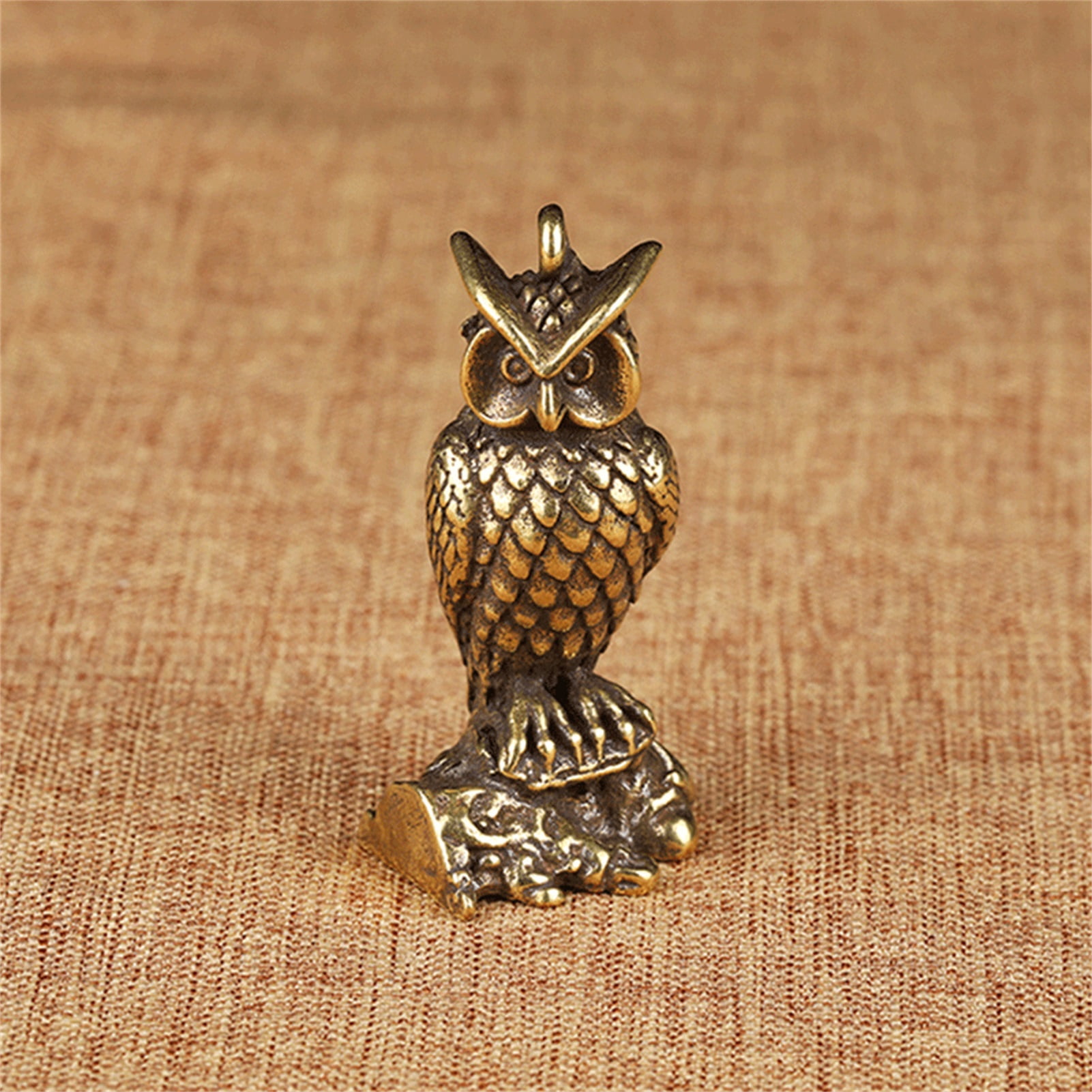 Mini Artistic Owl Figurine No Odor Copper Micro Landscape Standing Owl ...