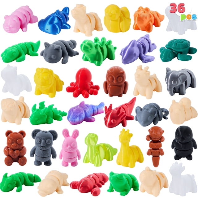 Joyfy 36 Pcs 3D Printed Mini Animals Toys for Kids Party Favors, Cute ...