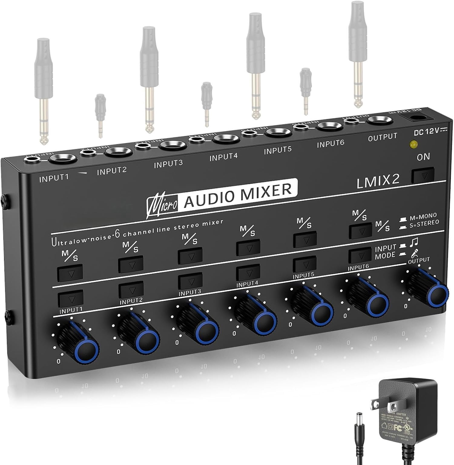 Mini Audio Mixer,Stereo Line Mixer for Sub-Mixing, Low-Noise,6 ...
