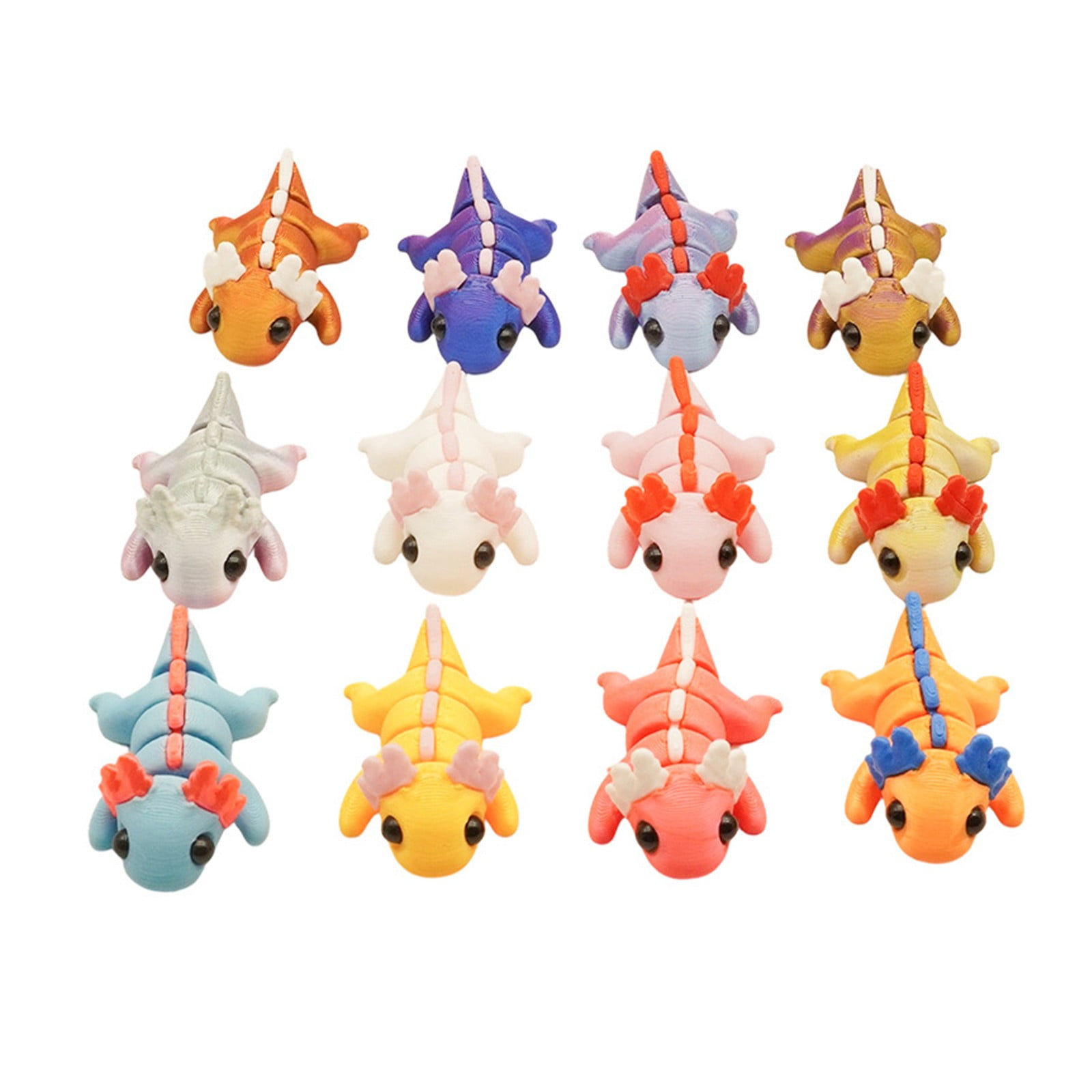Mini Axolotl Figurines Set, 12Pcs 3D Printed Flower Animal Statues With ...