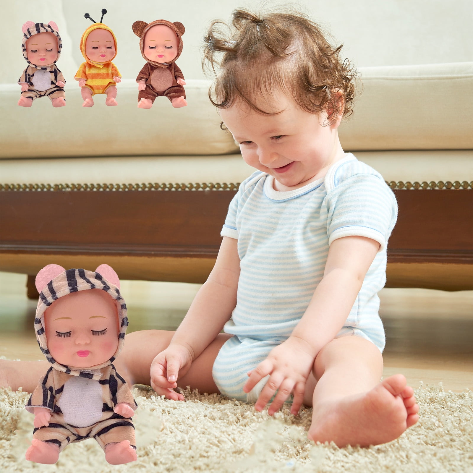 Mini Baby Dolls,5 inch Lifelike Realistic Baby Dolls with Animal ...