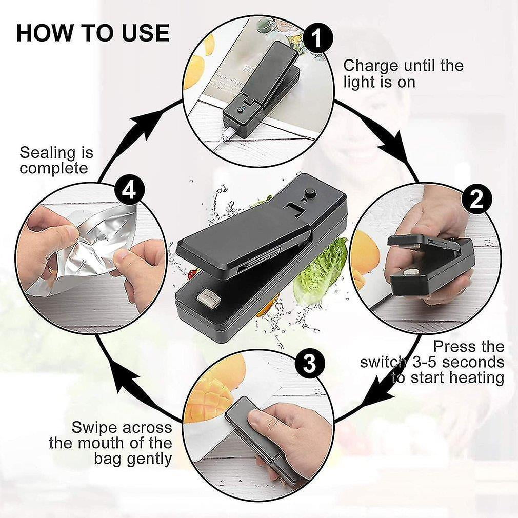 Mini Bag Sealer 2-in-1 Portable Heat Sealers Rechargeable Handheld Vacuum Heat Sealers Amp ...