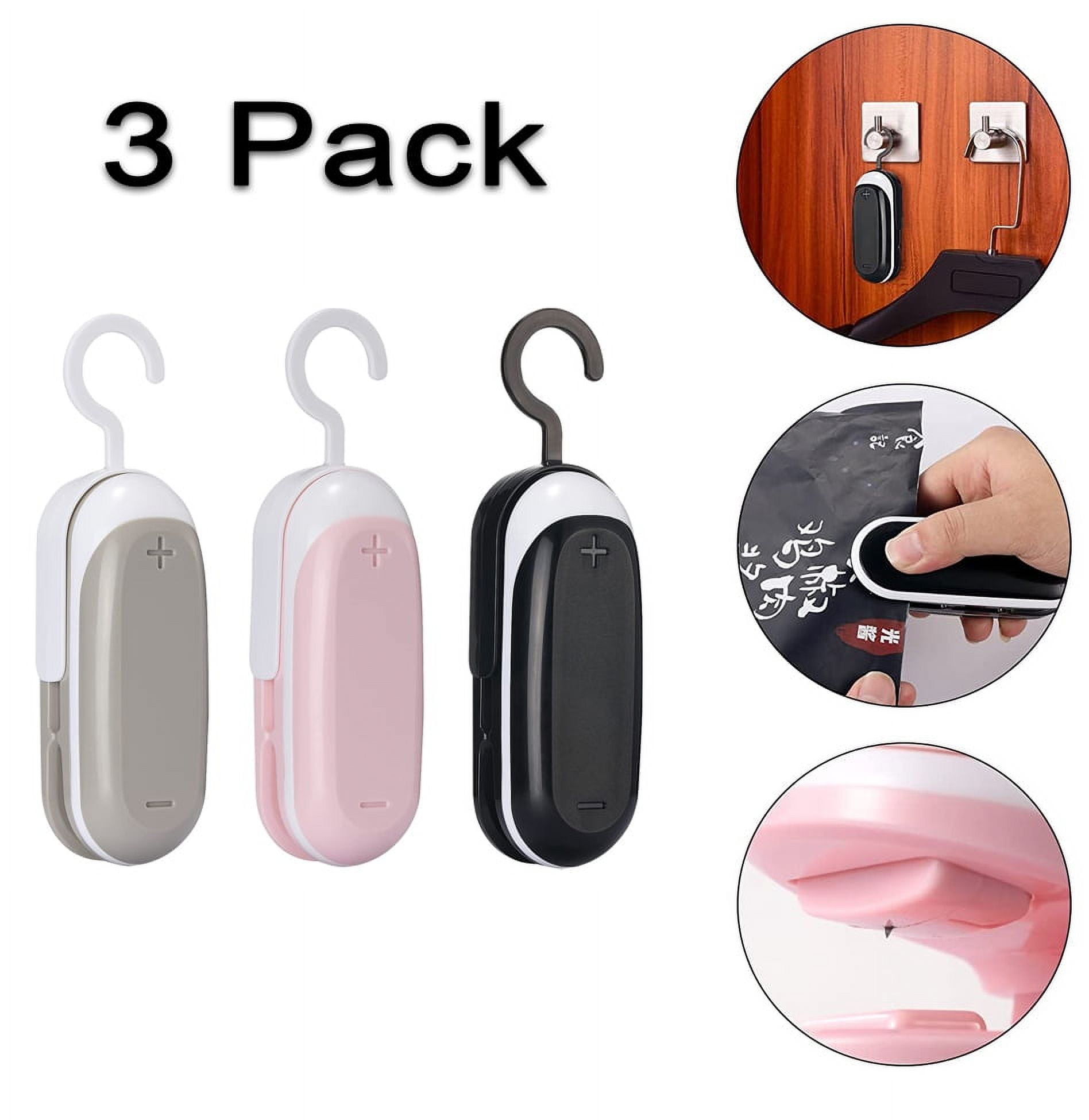Mini Bag Sealer, 3 Packs Portable Heat Vacuum Sealers, Chip Bag Sealer ...