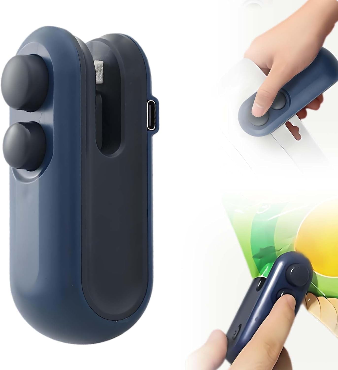 Mini Bag Sealer with Cutter and Magnet, 2026 New Portable Rechargeable ...