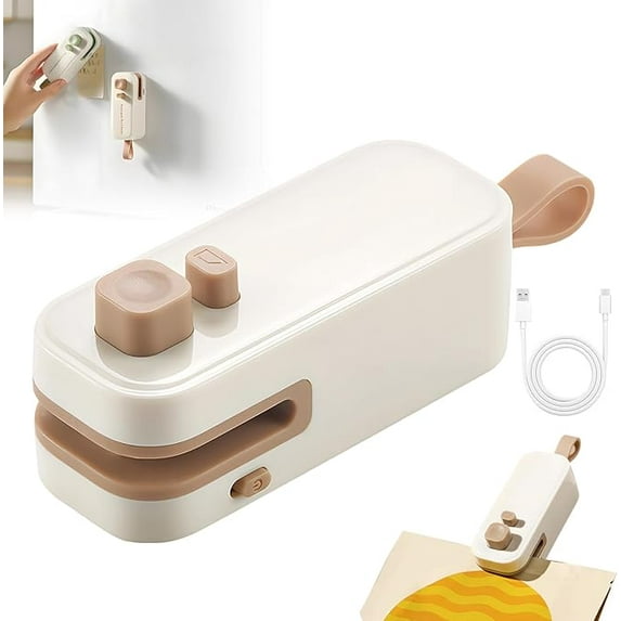 Mini Bag Sealer with Cutter and Magnet, 2026 New Rechargeable Portable ...