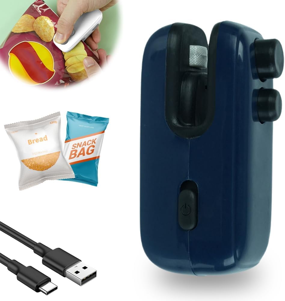 Mini Bag Sealer, USB Rechargeable Bag Sealer 4 In 1 Bag Cutter and ...