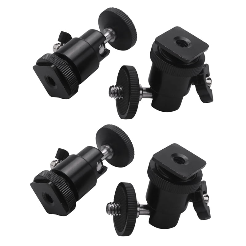 Mini Ball Head [4 Pack] with Hot Shoe Mount Adapter 360 Degree 1/4 Inch ...
