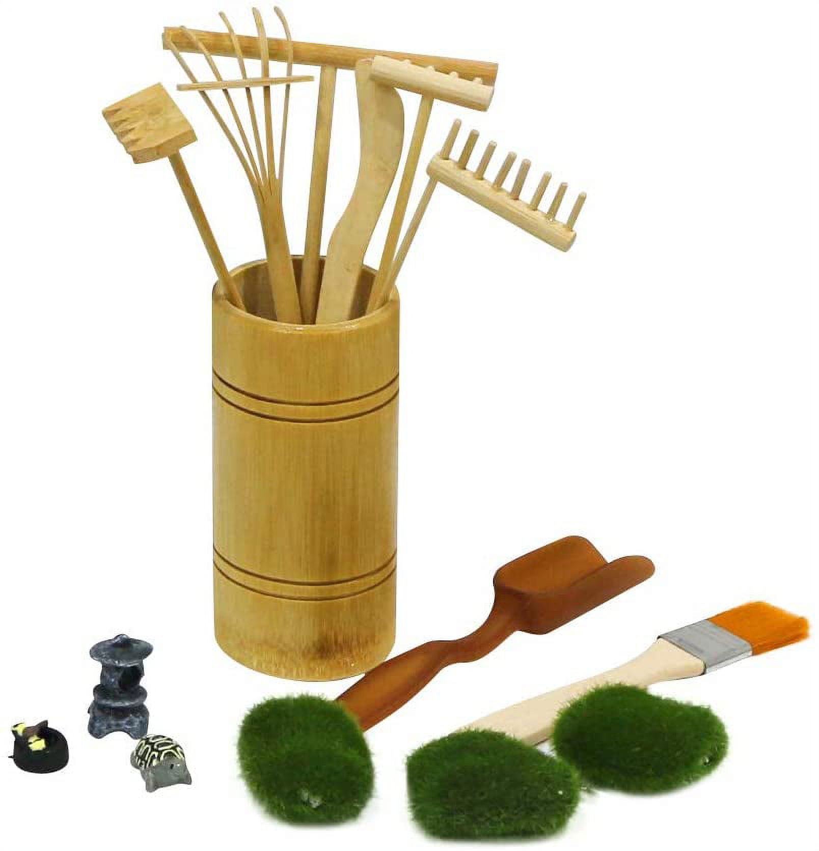 Mini Bamboo Zen Garden Rake Tool Tabletop Japanese Meditation Rock Sand ...