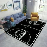 Mini Basketball Court Rug, Black and White Rugs for Bedroom, Washable ...