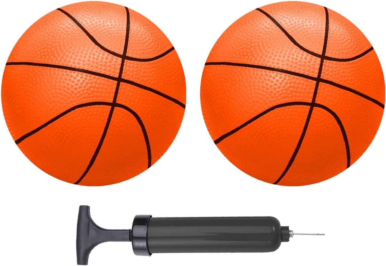 Mini Basketballs Orange 2 Pack 5" Set with Pump Needle Durable Material ...