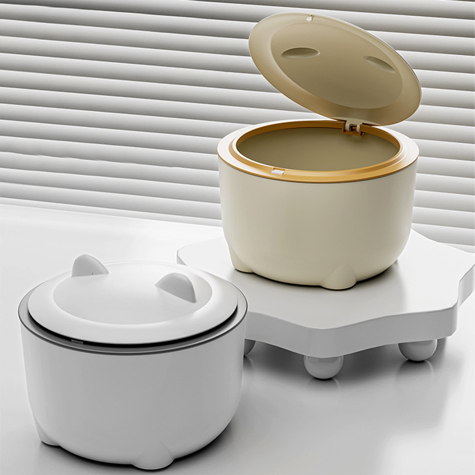 Mini Bathroom Waste Basket, Countertop Bin, Wind Press Lid, Modern ...