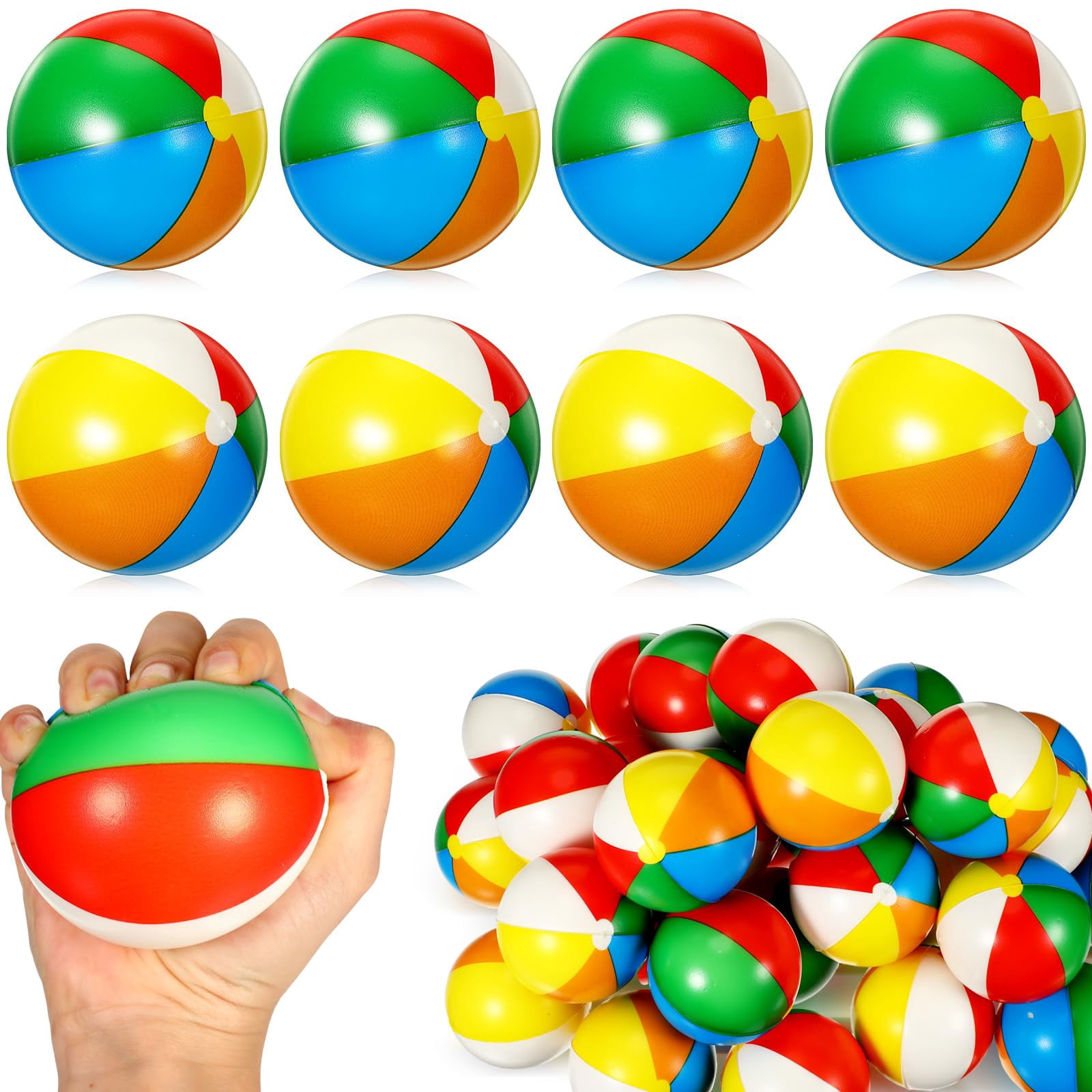 Mini Beach Stress Balls 2.5 Inch Relief Stress Ball Rainbow Pu Foam ...