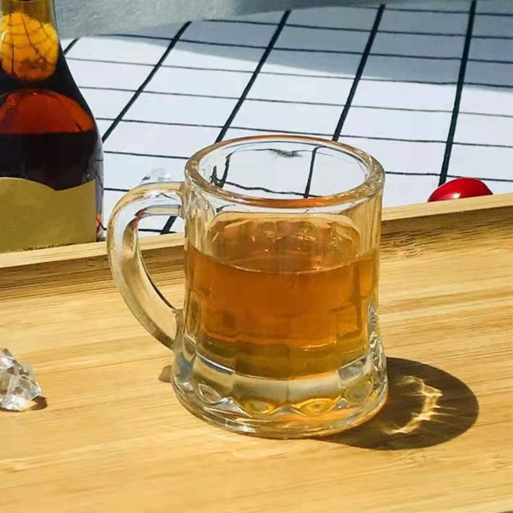 Mini Beer Drinking Cup with Handle Portable Transparent Glass Cup for ...