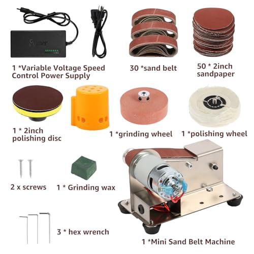 Mini Belt Sander, 7 Adjustable Speed Electric Belt Grinder, 15 Degree ...