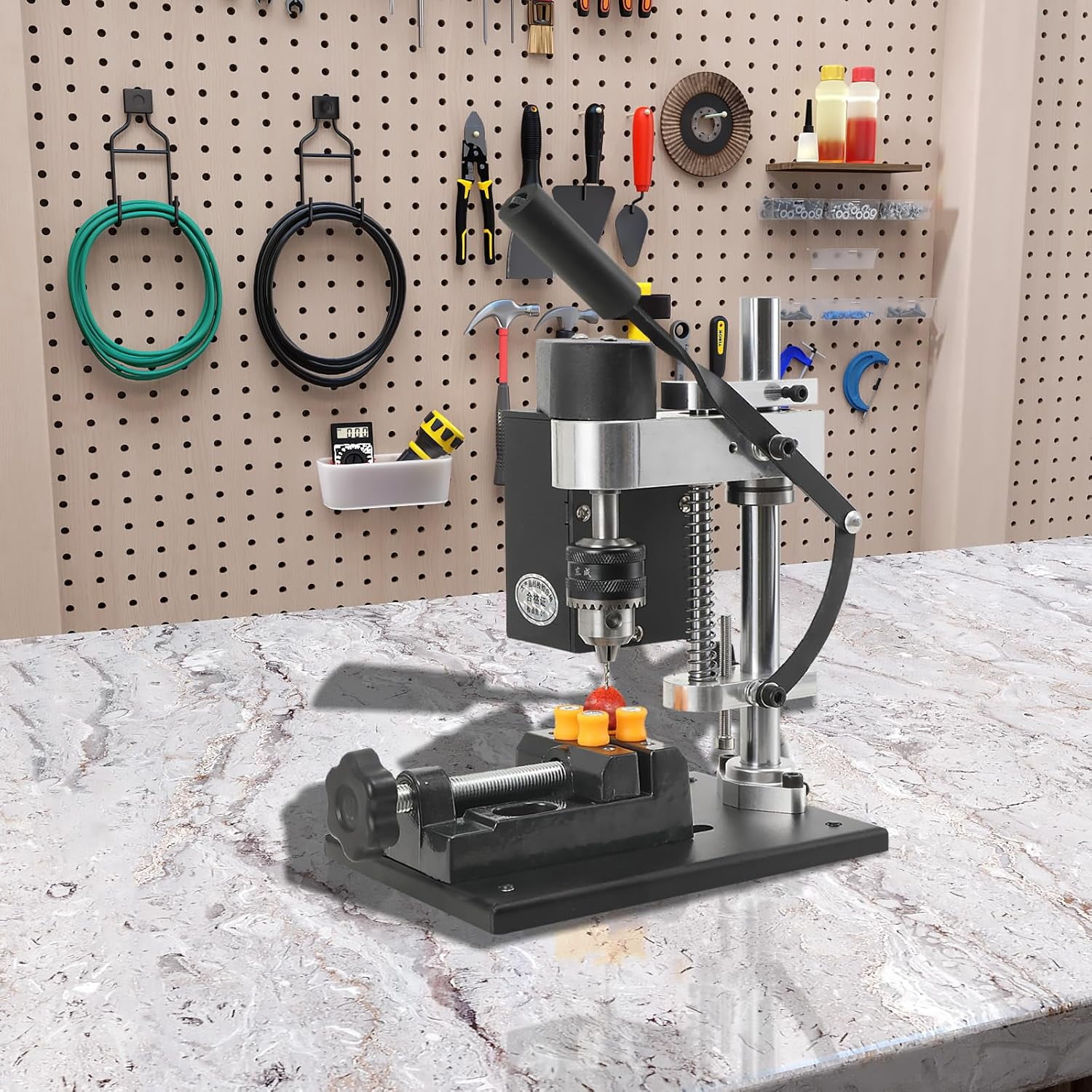 Mini Bench Drill Press, B10 Chuck 7-Speed Small Benchtop Drilling ...