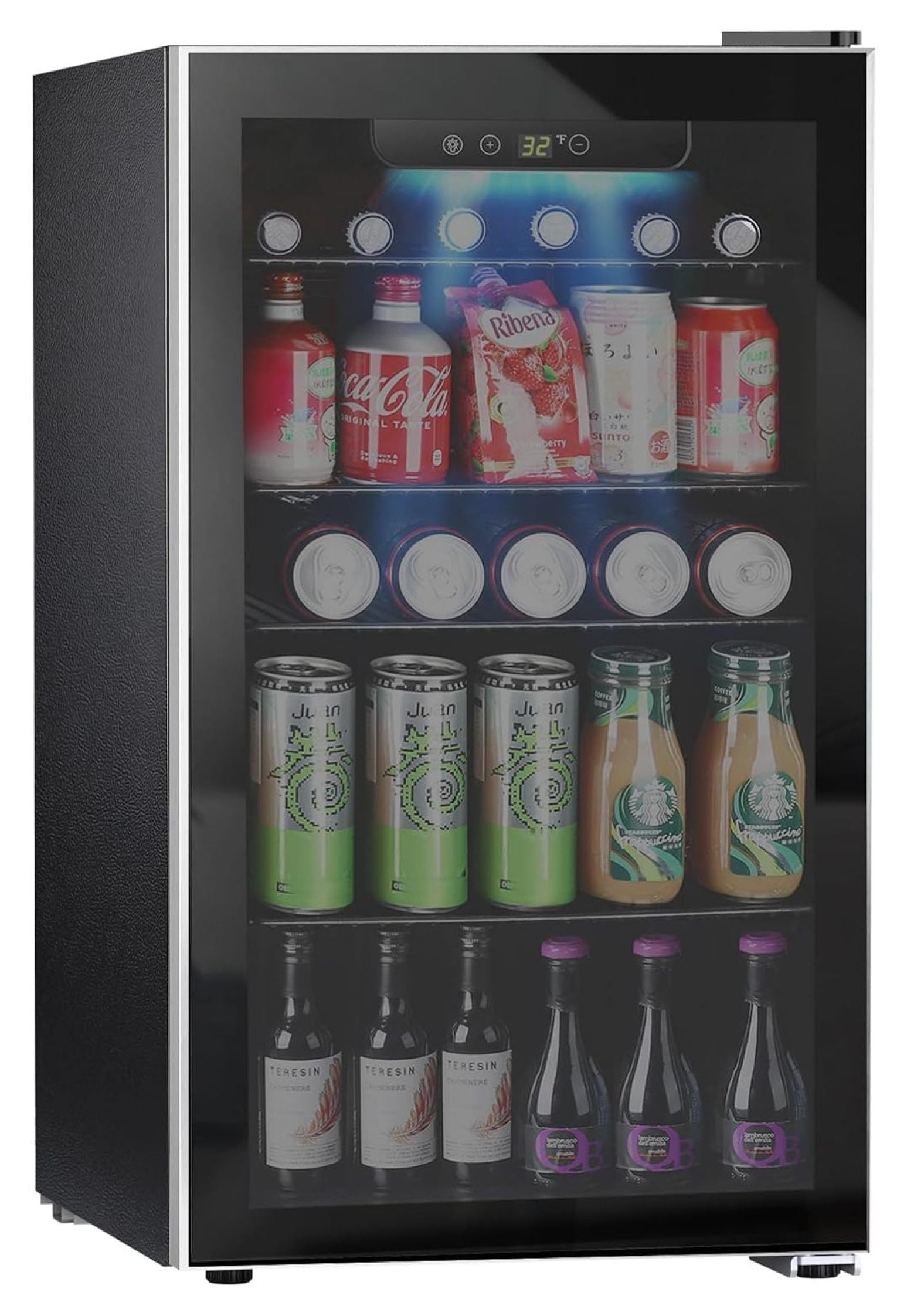Mini Beverage Refrigerator and Cooler - 130 Can Mini Fridge with Glass ...