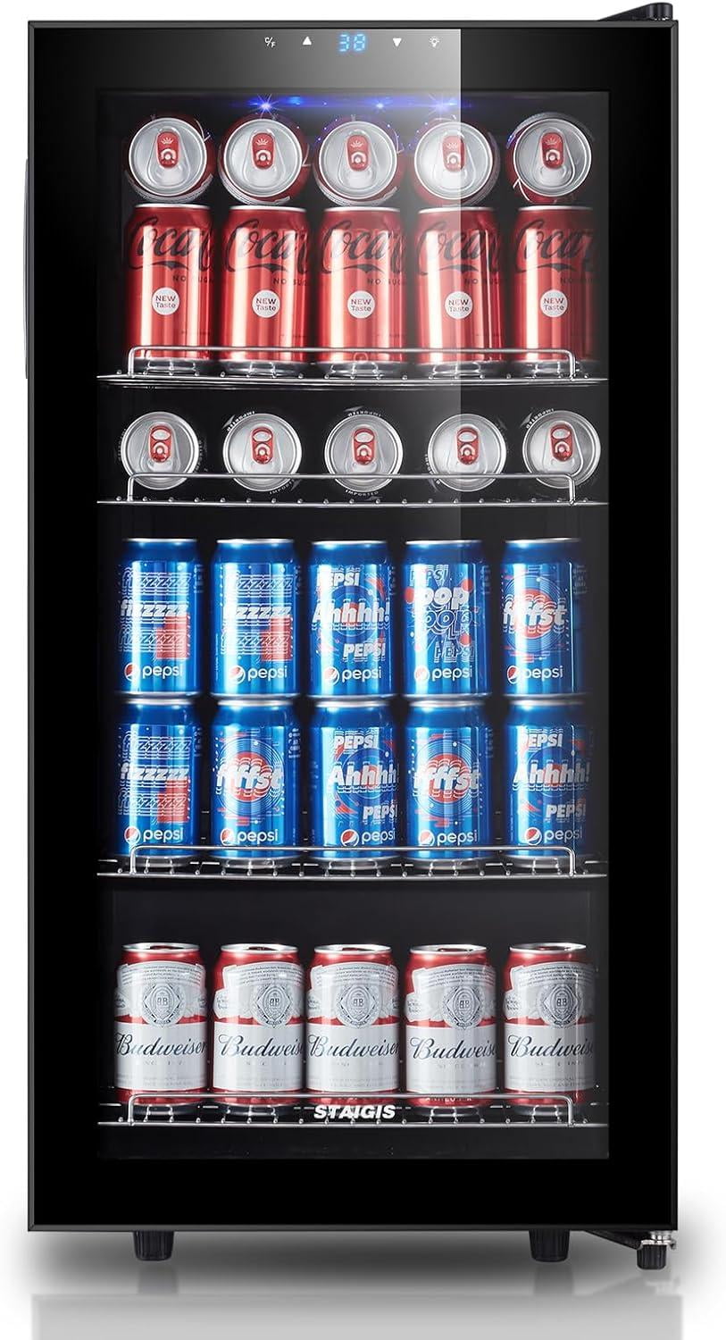 Mini Beverage Refrigerator Freestanding, 3.2 Cu.ft Mini Fridge w/ 120 ...