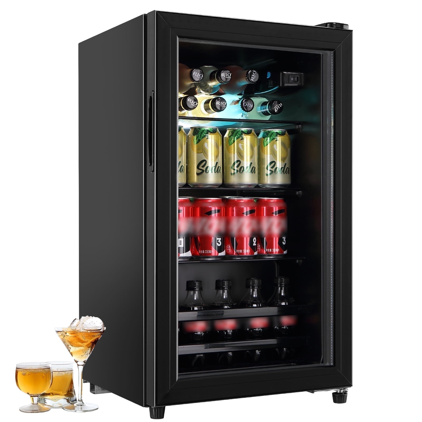 Mini Beverage Refrigerator with Glass Door, 115 Can Capacity ...