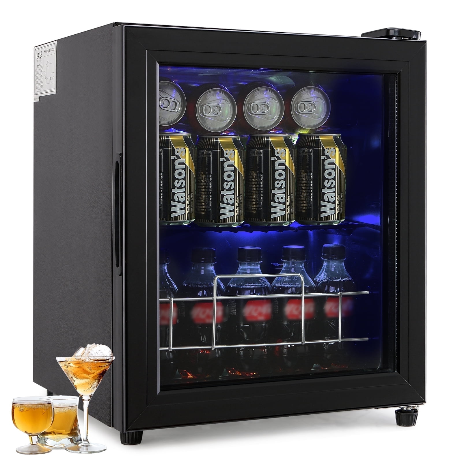 Mini Beverage Refrigerator with Glass Door, 75 Can Capacity, Adjustable ...